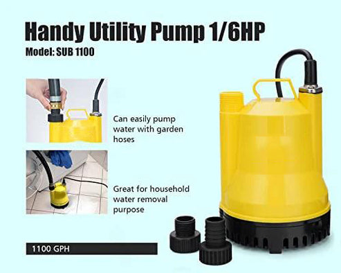 TDRFORCE 1/6HP Portable Utility Pump Submersible Small Backup Sump Pum ...